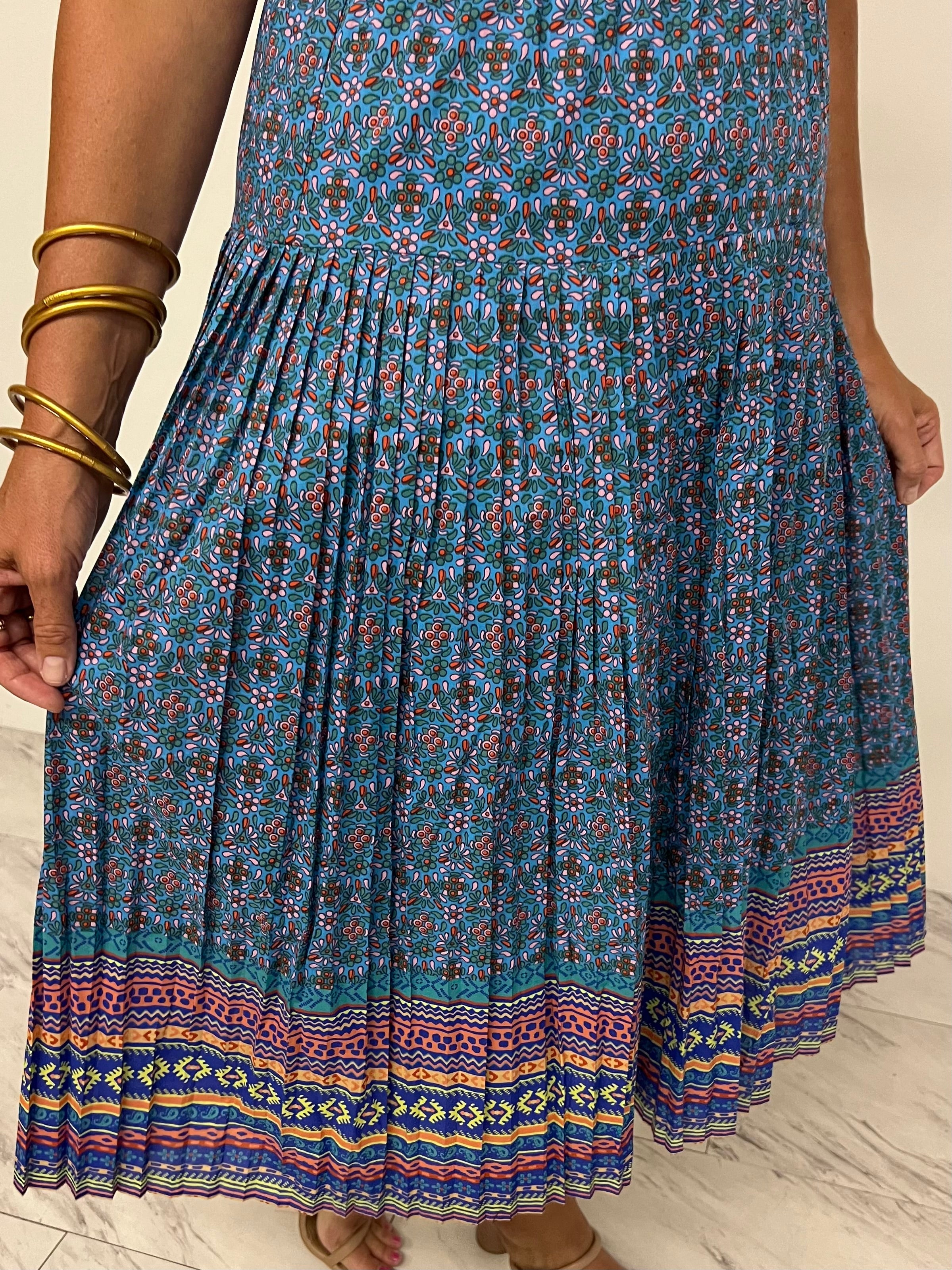 Mya Mix Midi Dress (Blue) - FINAL SALE – shop chartreuse