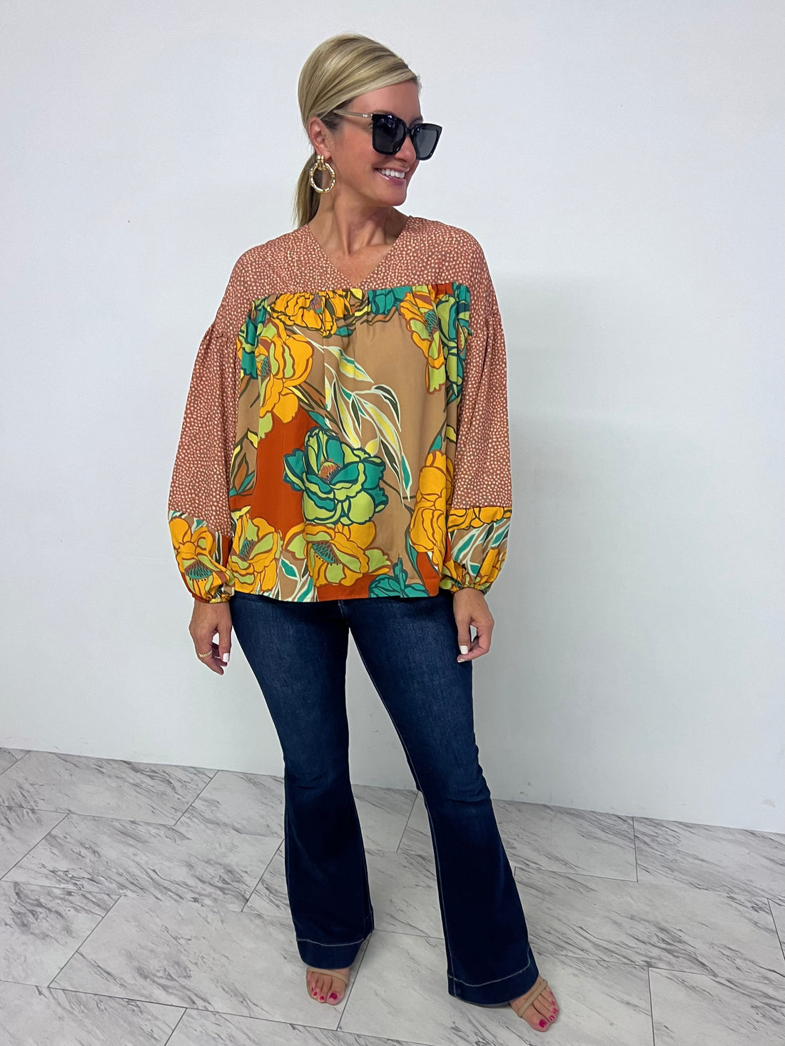 Michele Mix Print Top - FINAL SALE – shop chartreuse