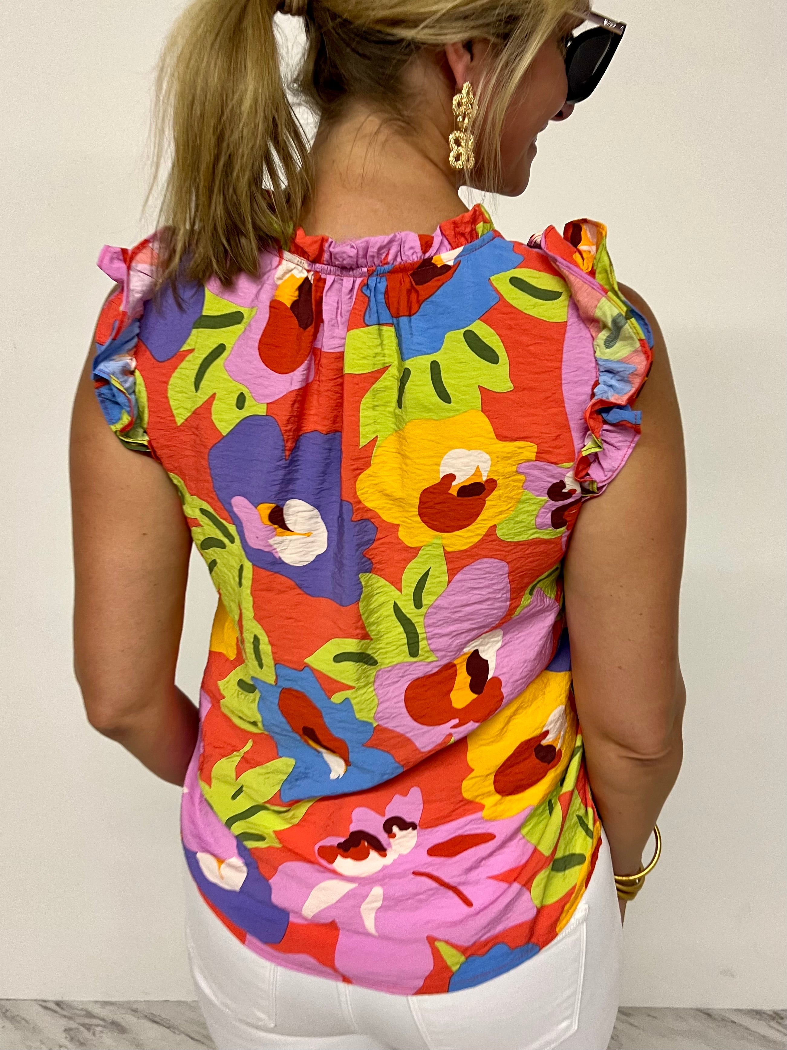 Paloma Print + Ruffle Top-FINAL SALE – shop chartreuse